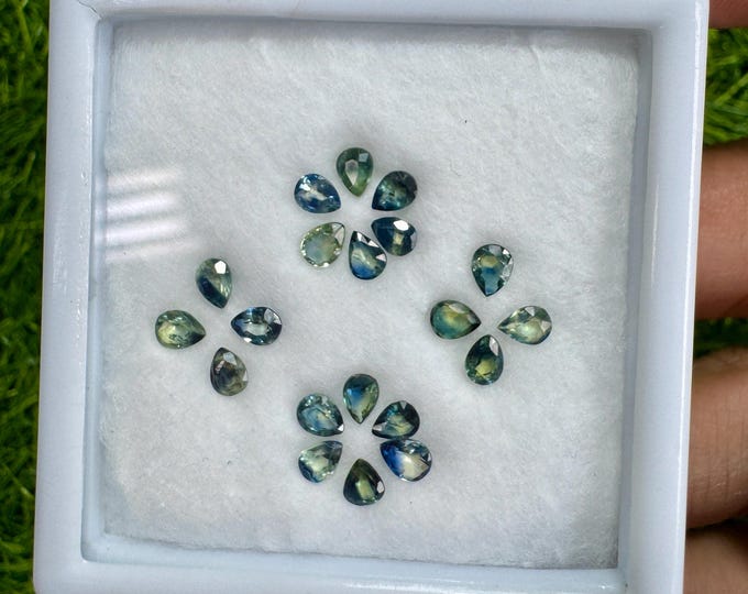 Teal Sapphire Pear Shape Natural Teal Sapphire Gemstones 52 Pieces ...