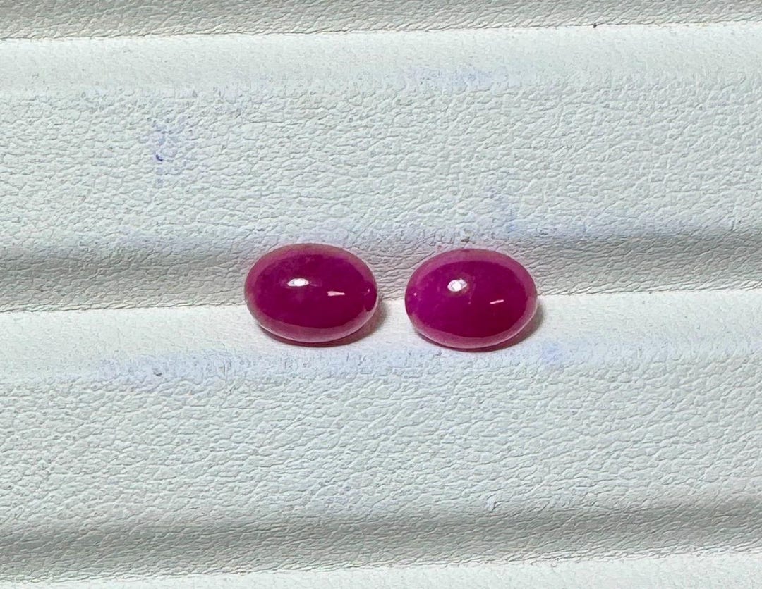 Natural Ruby Oval Cub 2 Piece Loose Stone 6.1x7.7x3.5mm Size Good ...