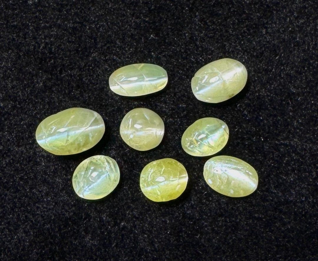 Chrysoberyl Cat's Eye Certified Gem Oval Shape 8 Pieces 9.35 Cartas Lot ...