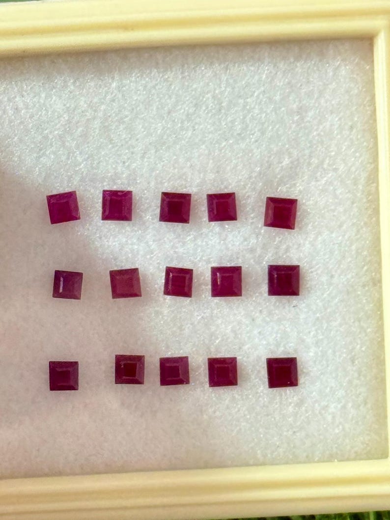 Natural Ruby 15 Piece Loose Stone 3.5x3.5x2mm 3.80 Carats Square Shape ...