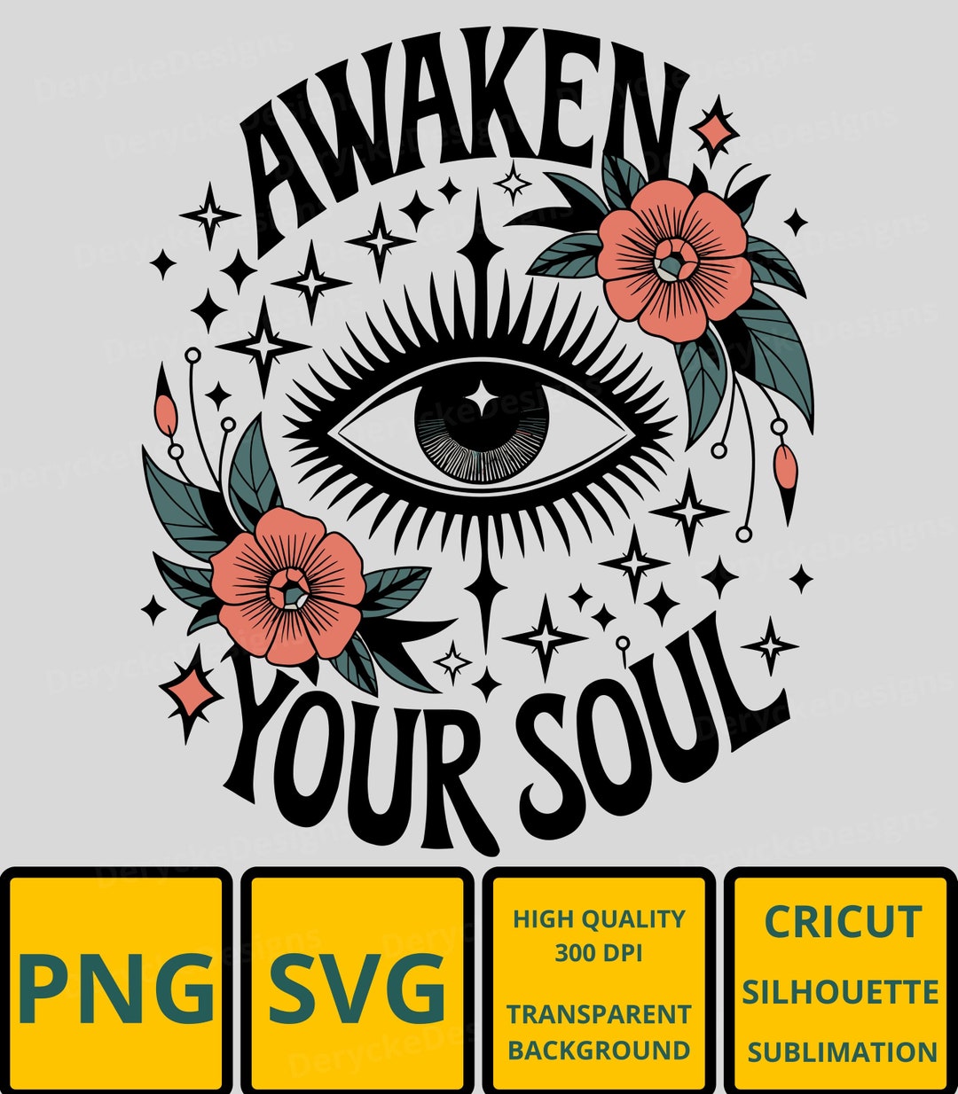Mindful Awaken Your Soul SVG & PNG Spirituality 300 DPI High-resolution ...