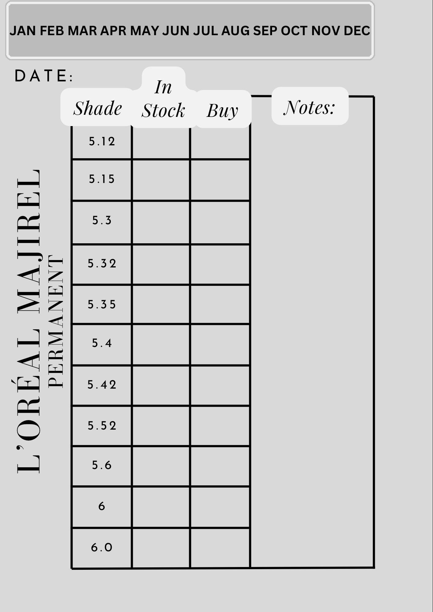 Salon Inventory Tracker Printable | Beauty Supply Inventory Spreadsheet ...