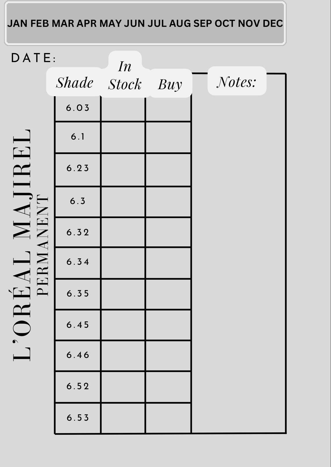 Salon Inventory Tracker Printable | Beauty Supply Inventory Spreadsheet ...