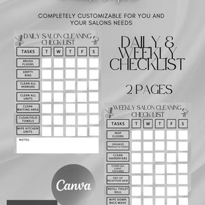 Salon Cleaning Checklist | Professional and Printable Daily/weekly ...