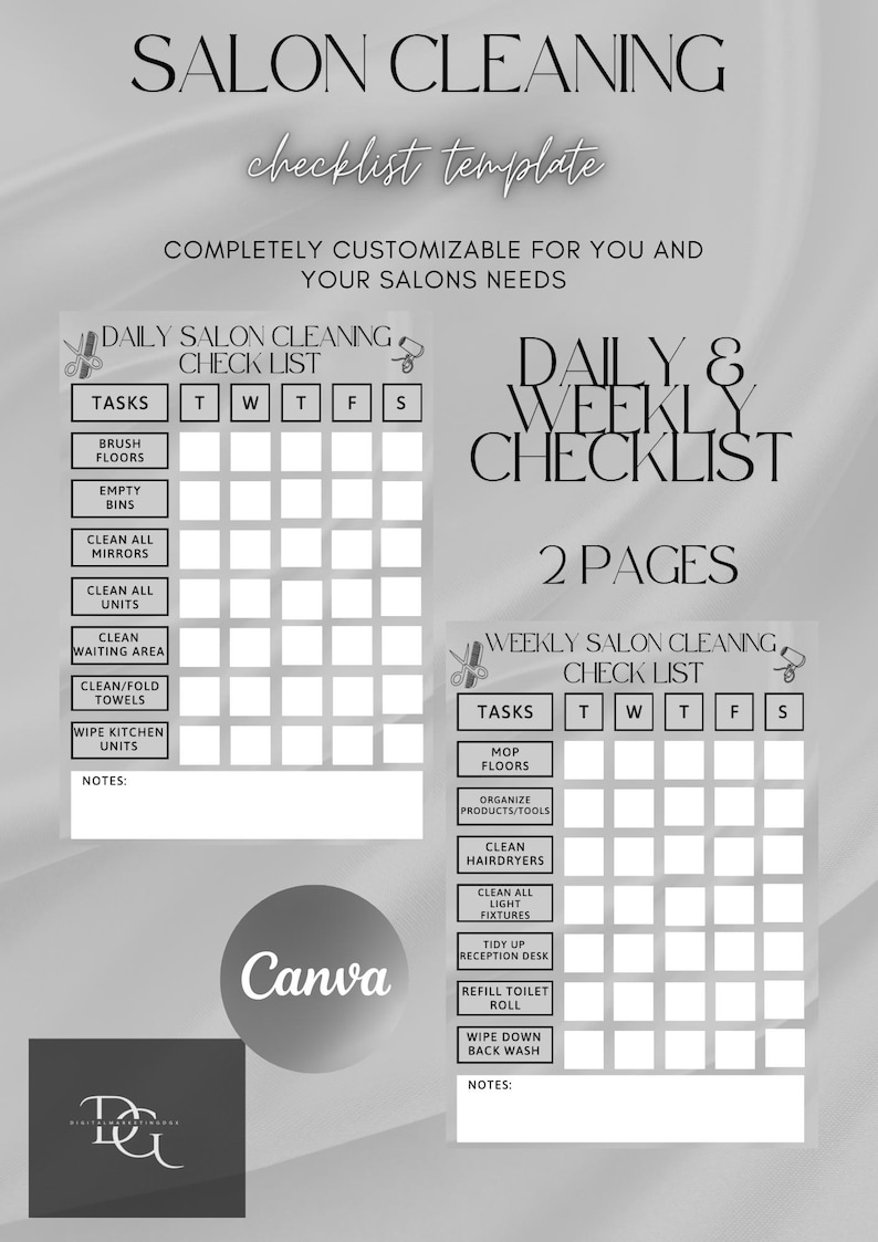 Salon Cleaning Checklist | Professional and Printable Daily/weekly ...