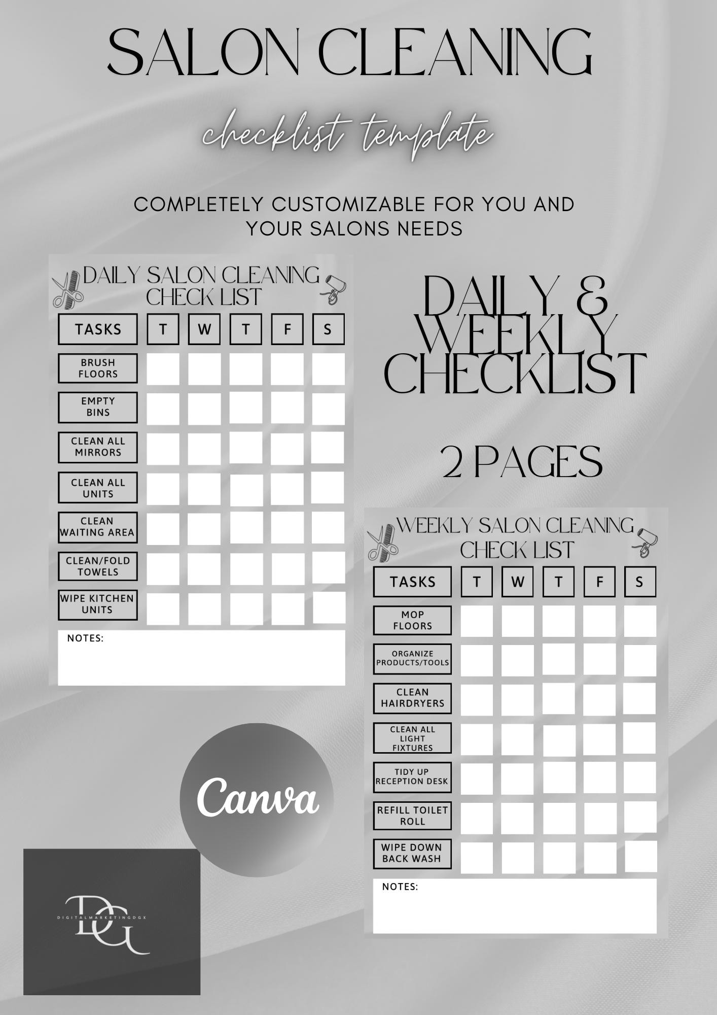 Salon Cleaning Checklist | Professional and Printable Daily/weekly ...