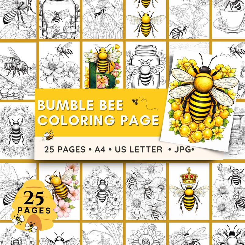 Bumble Bee Coloring Book - Etsy