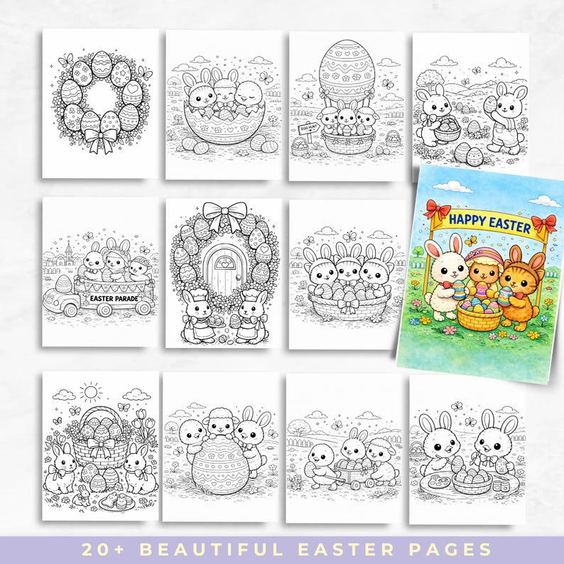 Easter Coloring Pages | Bunnies, Chicks, Eggs (JPG Printable ...