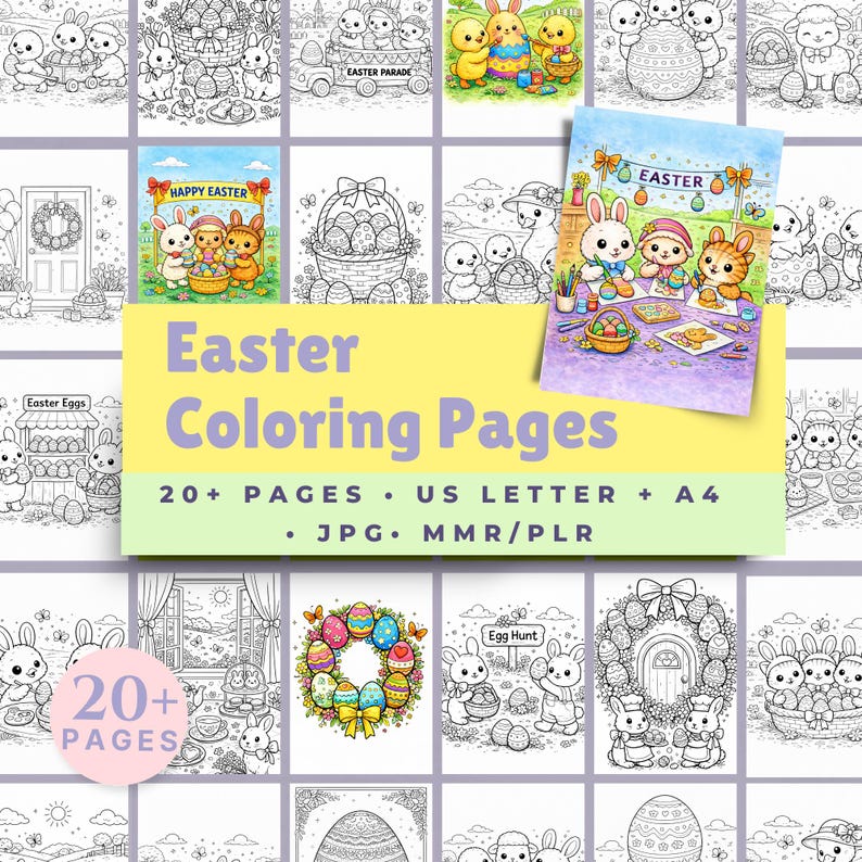 Easter Coloring Pages | Bunnies, Chicks, Eggs (JPG Printable ...