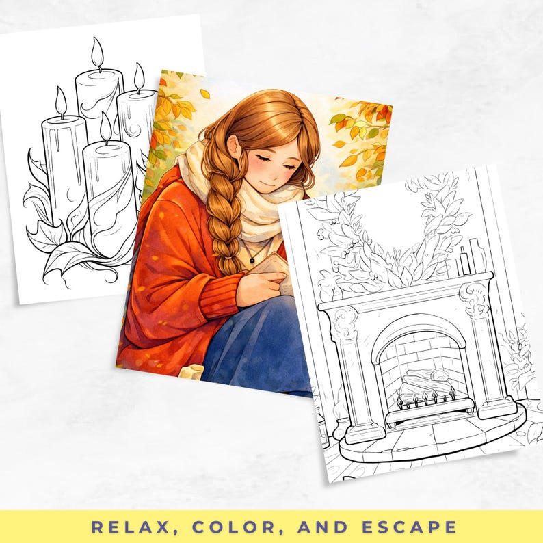Book Lover Coloring Pages, Cozy Bookish Illustrations (printable JPG Set) - Etsy