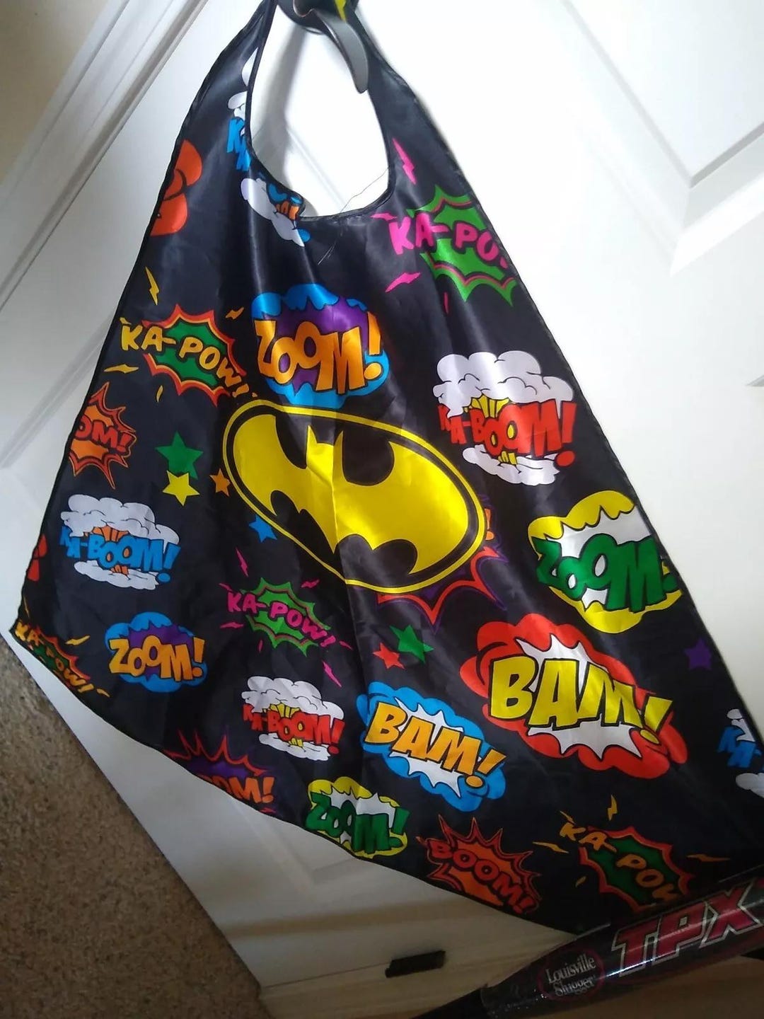 Six Flags Batman Cape Costume Youth Superhero Onomatopoeia Pow Ka-pow ...