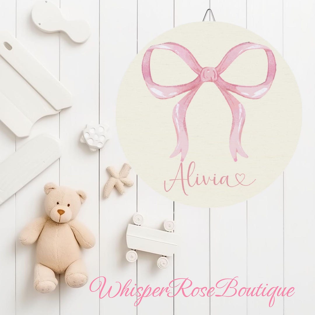 Wood Signs Pink Coquette Name Sign, Personalized Wooden Plaque, Custom ...