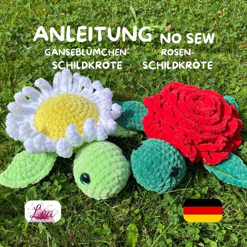 NO SEW Roses - Daisies - Turtle Crochet Pattern (german) - Etsy