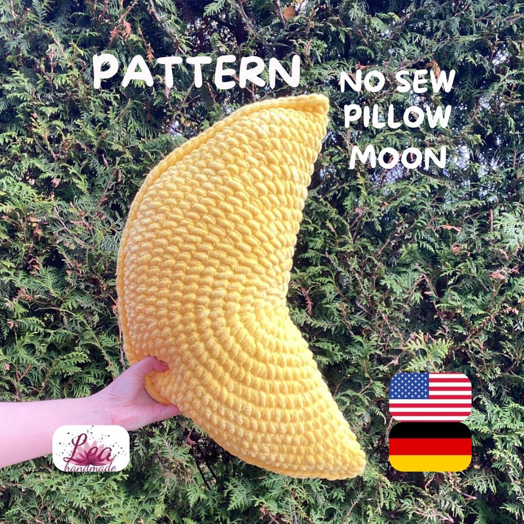 NO SEW Pillow Moon Quick & Easy Crochet Pattern Moon Pillow Crochet ...