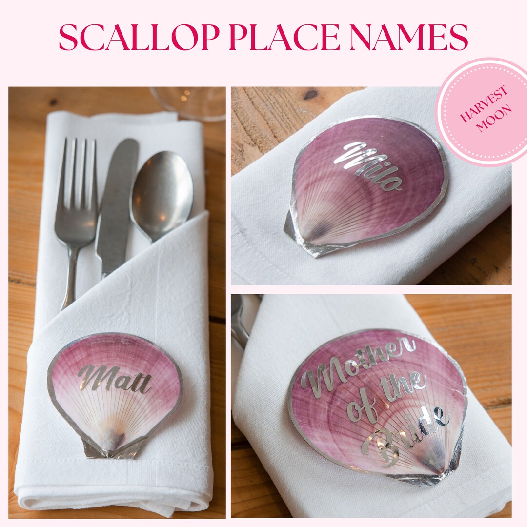 Personalised Harvest Moon Scallop Shell Place Names / Settings - Etsy