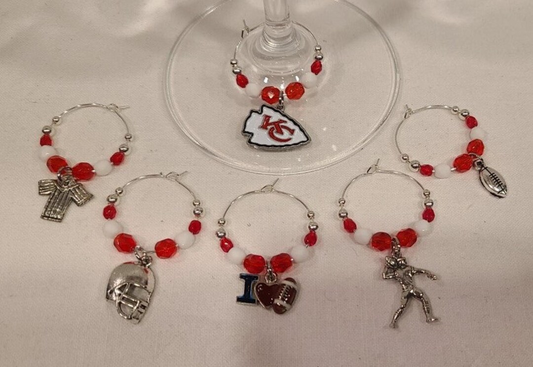 Kansas City Chiefs Football NFL Wine Charms W/ Pouch - Etsy