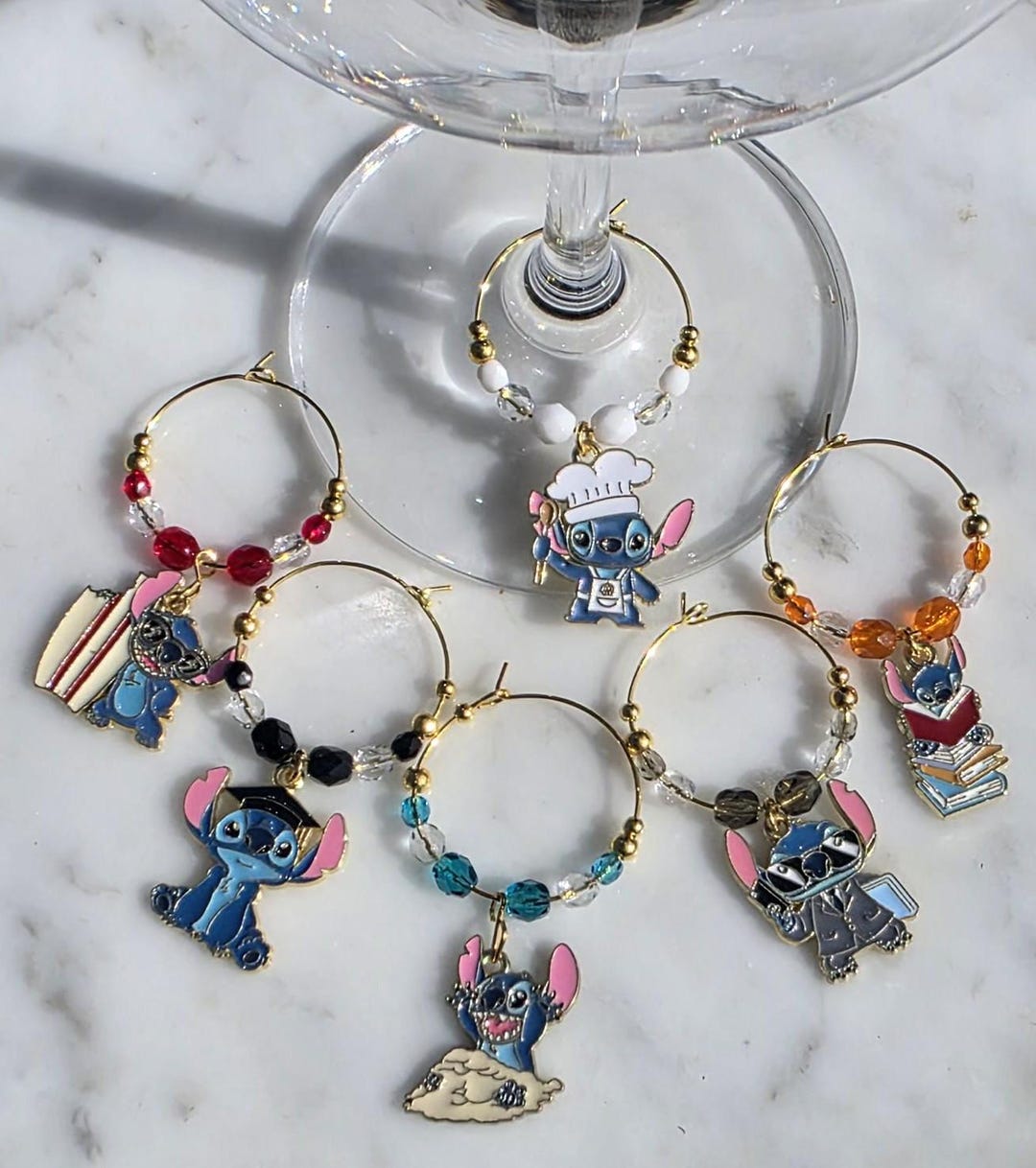 Stitch in Costumes Lilo & Stitch Themed Wine Charms W/pouch - Etsy
