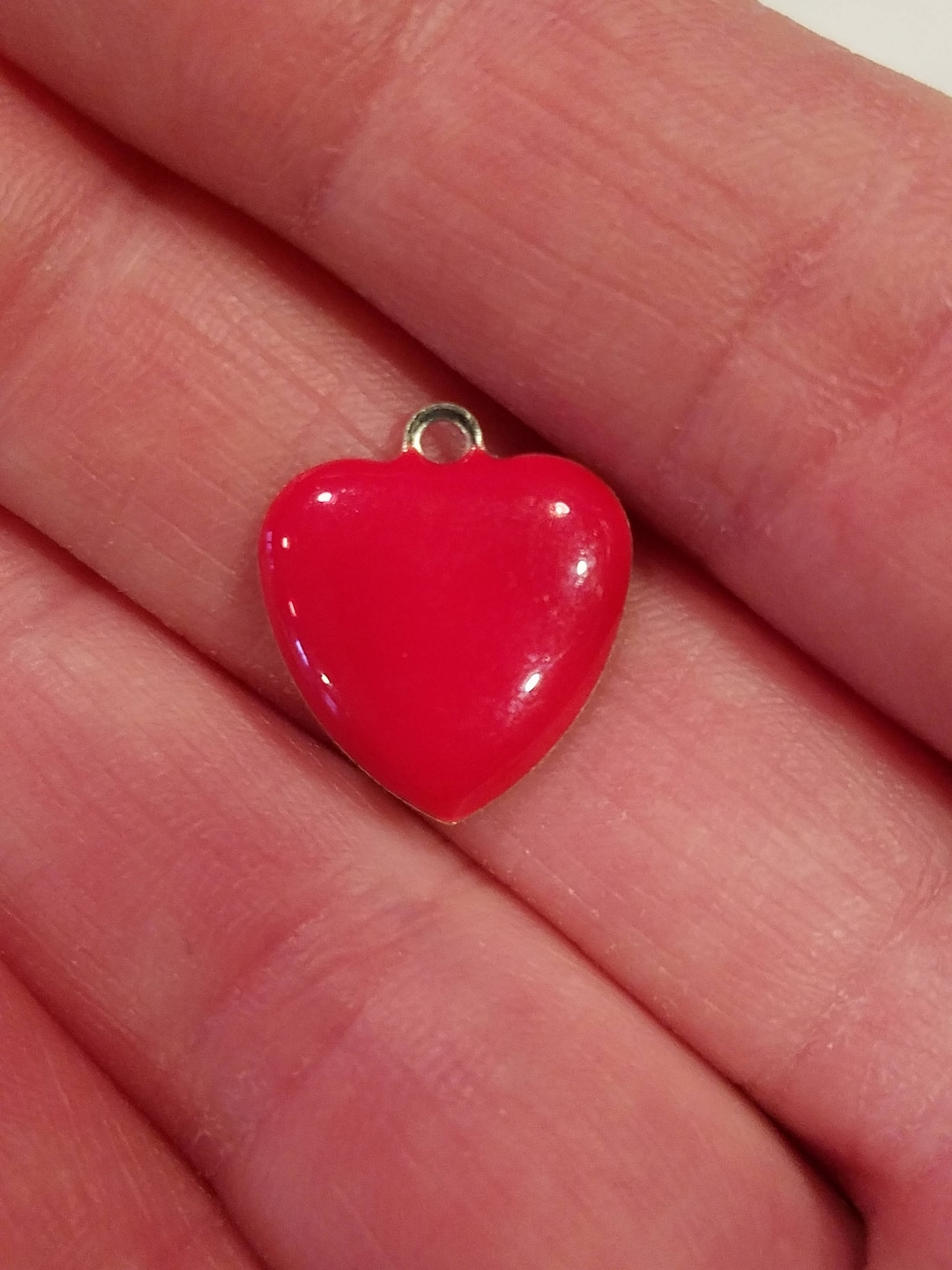 Valentine Red Heart Flat Back Charms Findings 6 Pc - Etsy