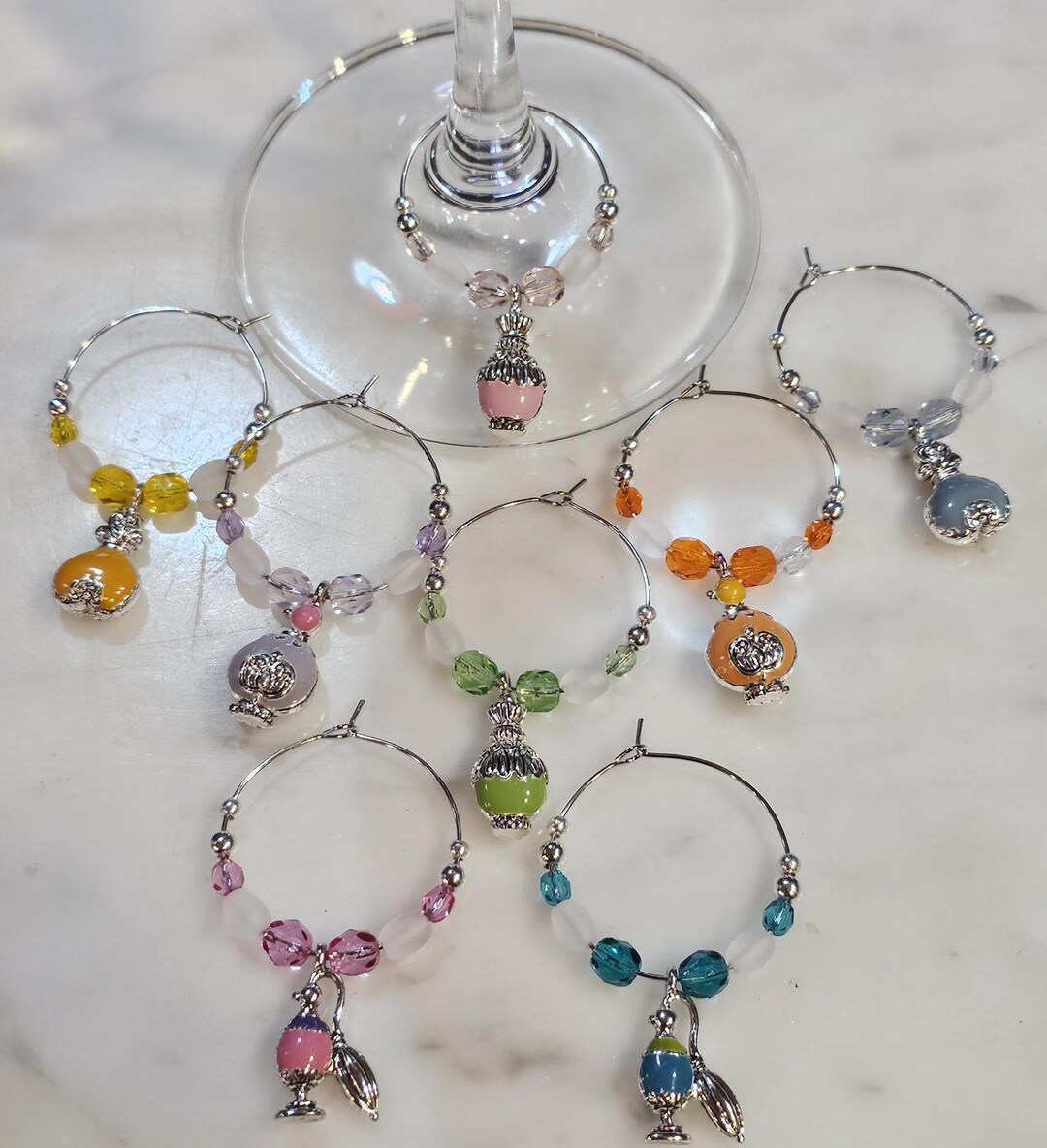 Perfume Bottle Atomizer Wine Charms Set 8 W Pouch - Etsy