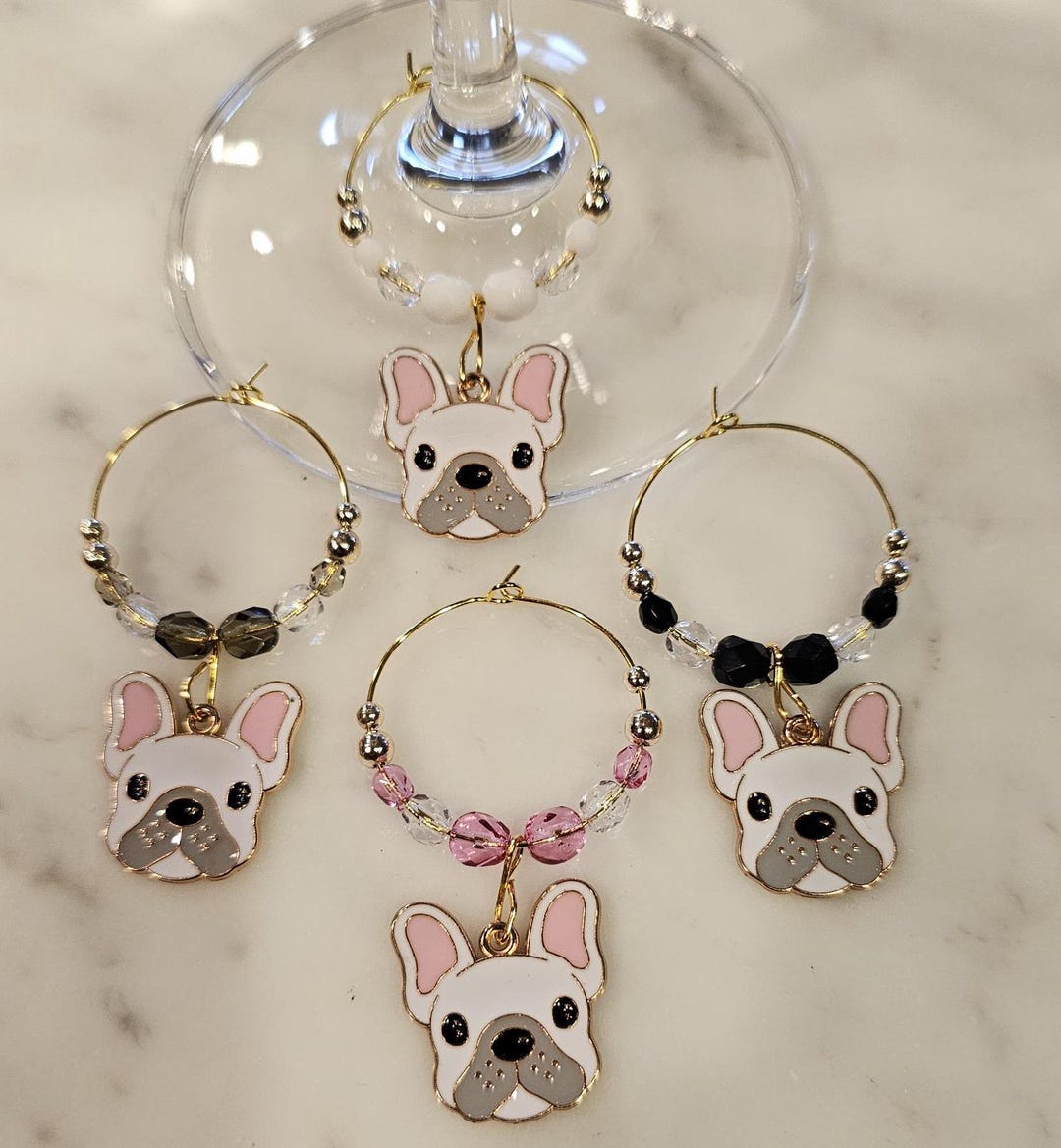 French Bulldog Frenchie Dog Puppy Wine Charms W Pouch - Etsy