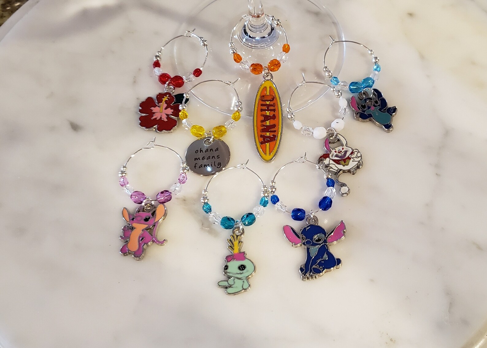 Stitch Lilo and Stitch Themed Wine Charms W/pouch - Etsy