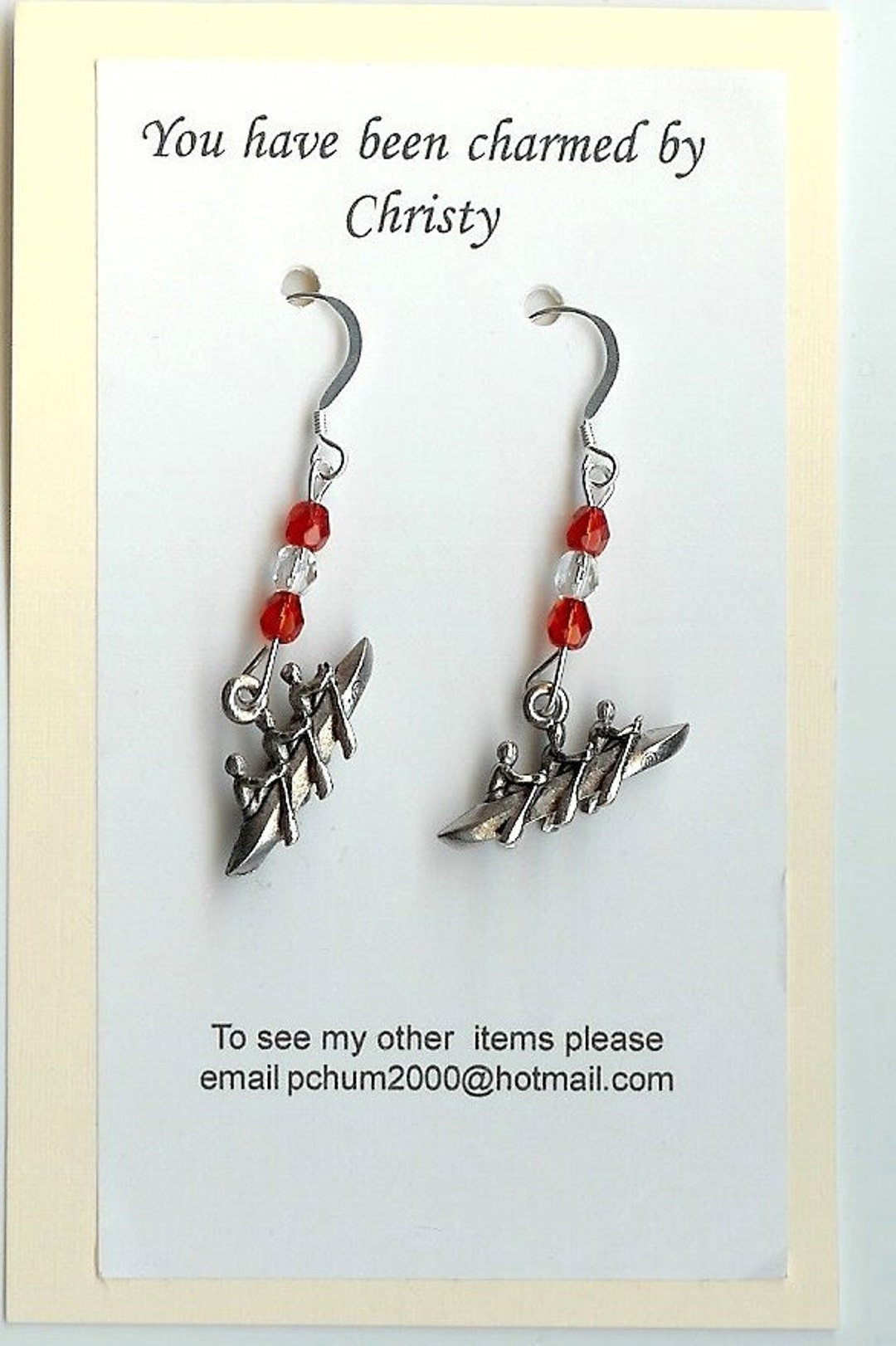 Rowing Crew Earrings Red Clear or Pick You Team Colors - Etsy