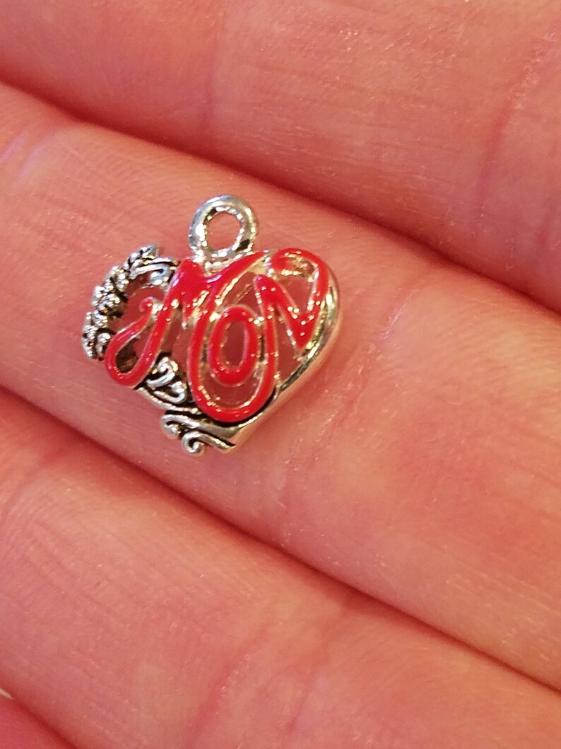 Mom Heart Silver Tone Script Writing Charms Findings 6pc - Etsy