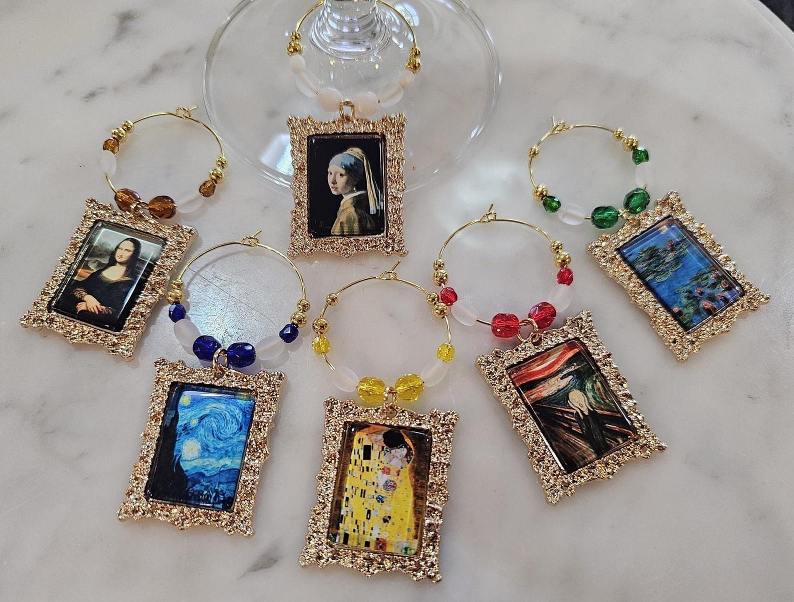 Famous Painting in Frames Artist Painter Art Wine Charms Set of 6 - Etsy