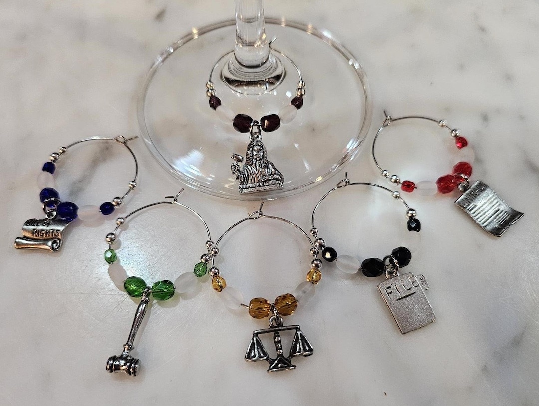 Lawyer Legal Judge Wine Charms W/ Pouch V7 - Etsy