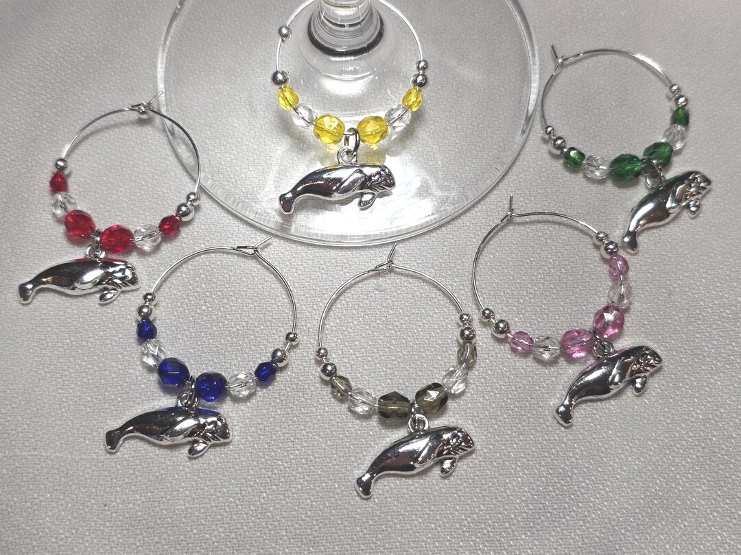 Manatee Sea Cow Manatees Wine Charms - Etsy