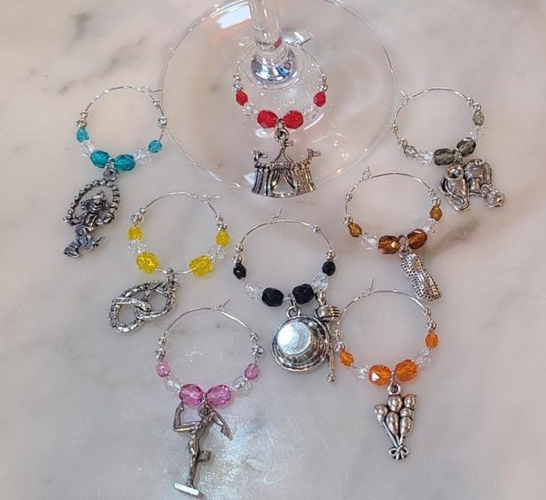 Circus Carnival Themed Wine Charms Set of 8 - Etsy
