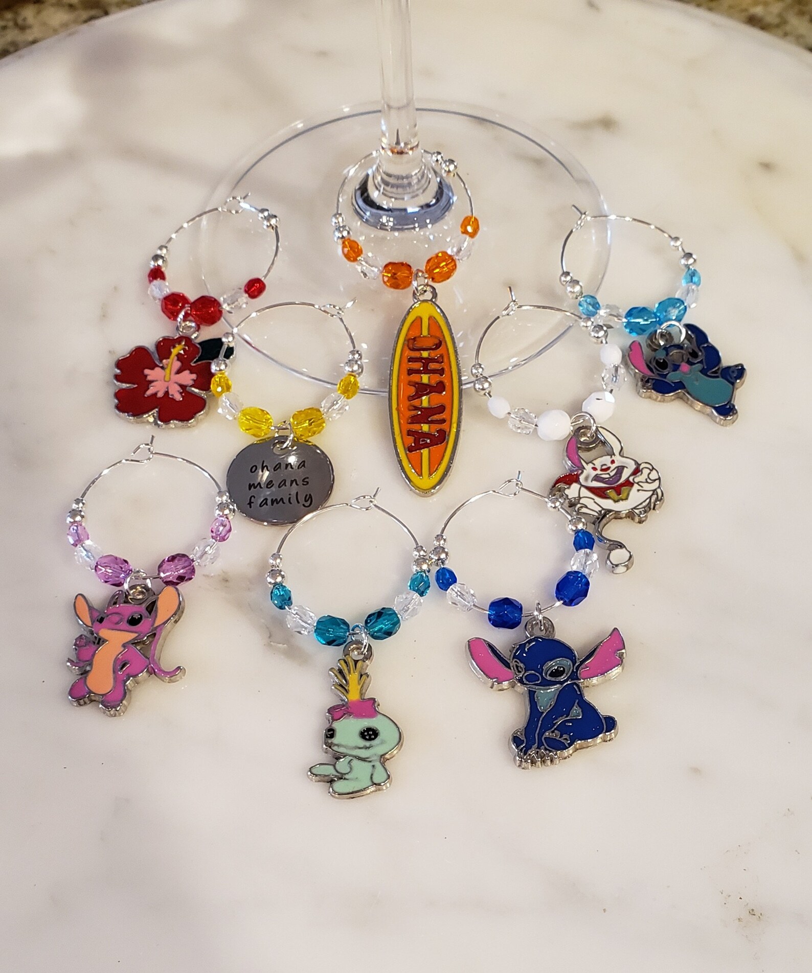 Stitch Lilo and Stitch Themed Wine Charms W/pouch - Etsy