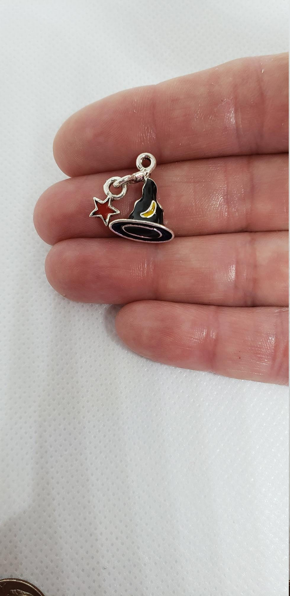 Enamel Witch Hat and Dangle Star Charm - Etsy