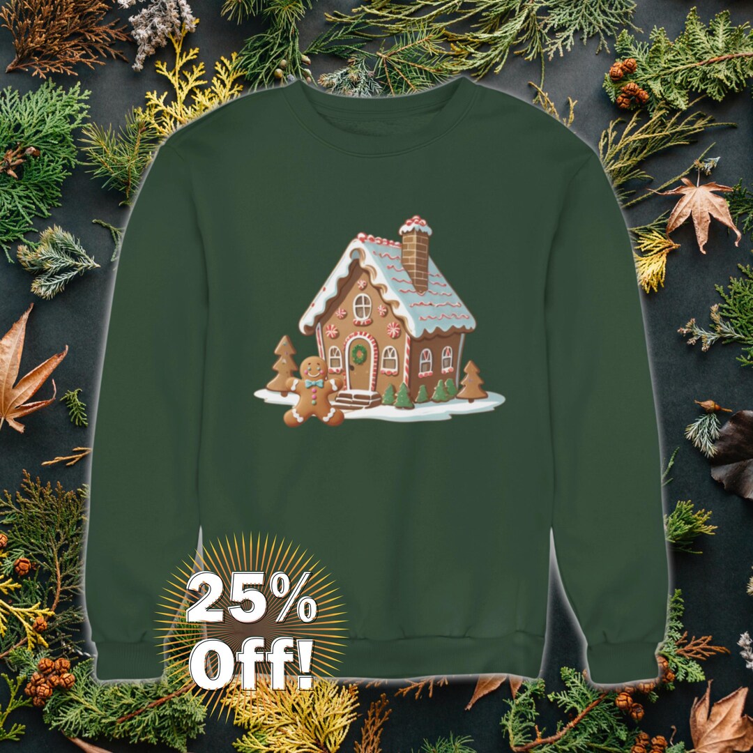 Gingerbread House Sweatshirt Vintage Style, Holiday Christmas Shirt ...