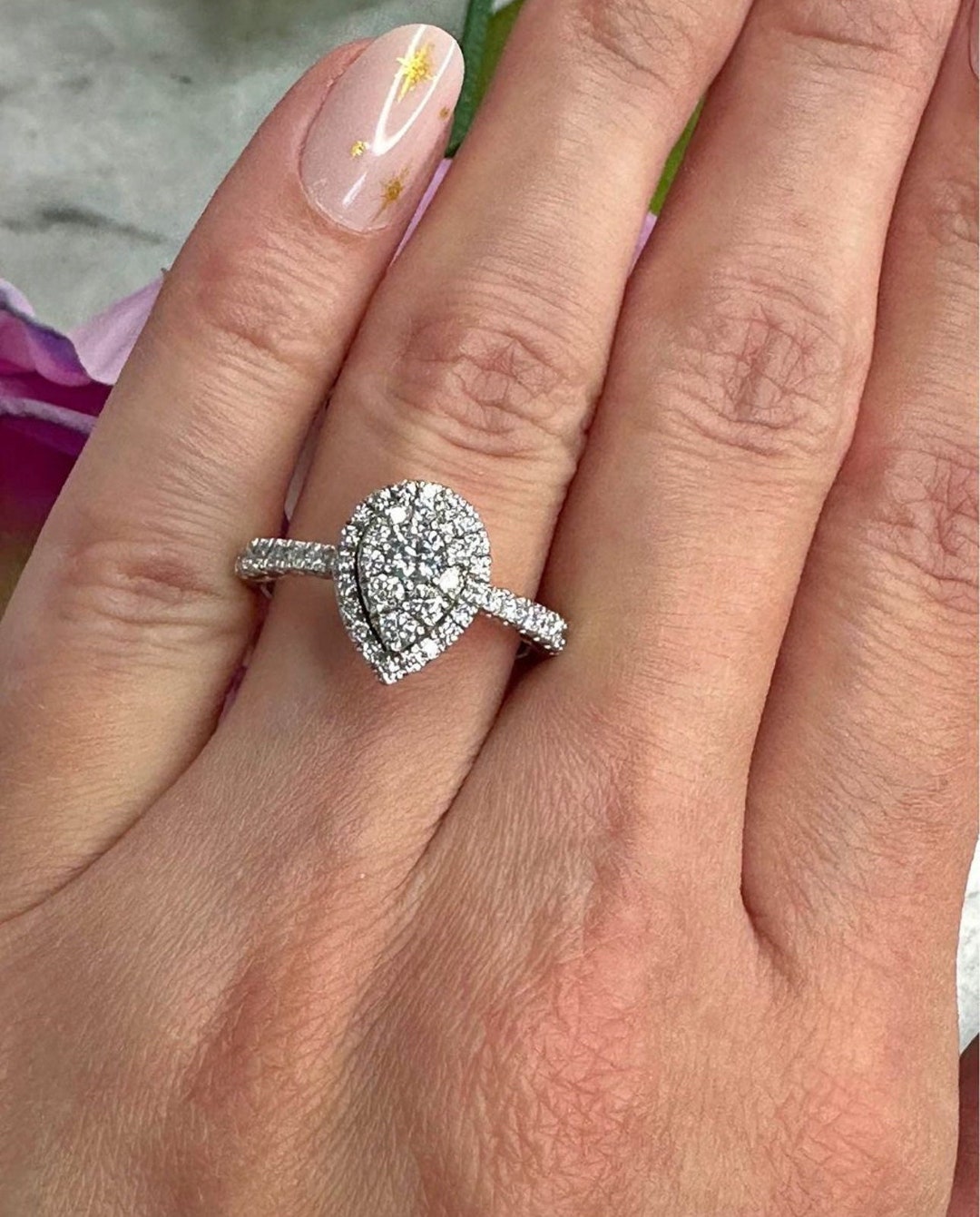 Love's Destiny Pear-shaped Diamond Frame Engagement Ring for Women - Etsy