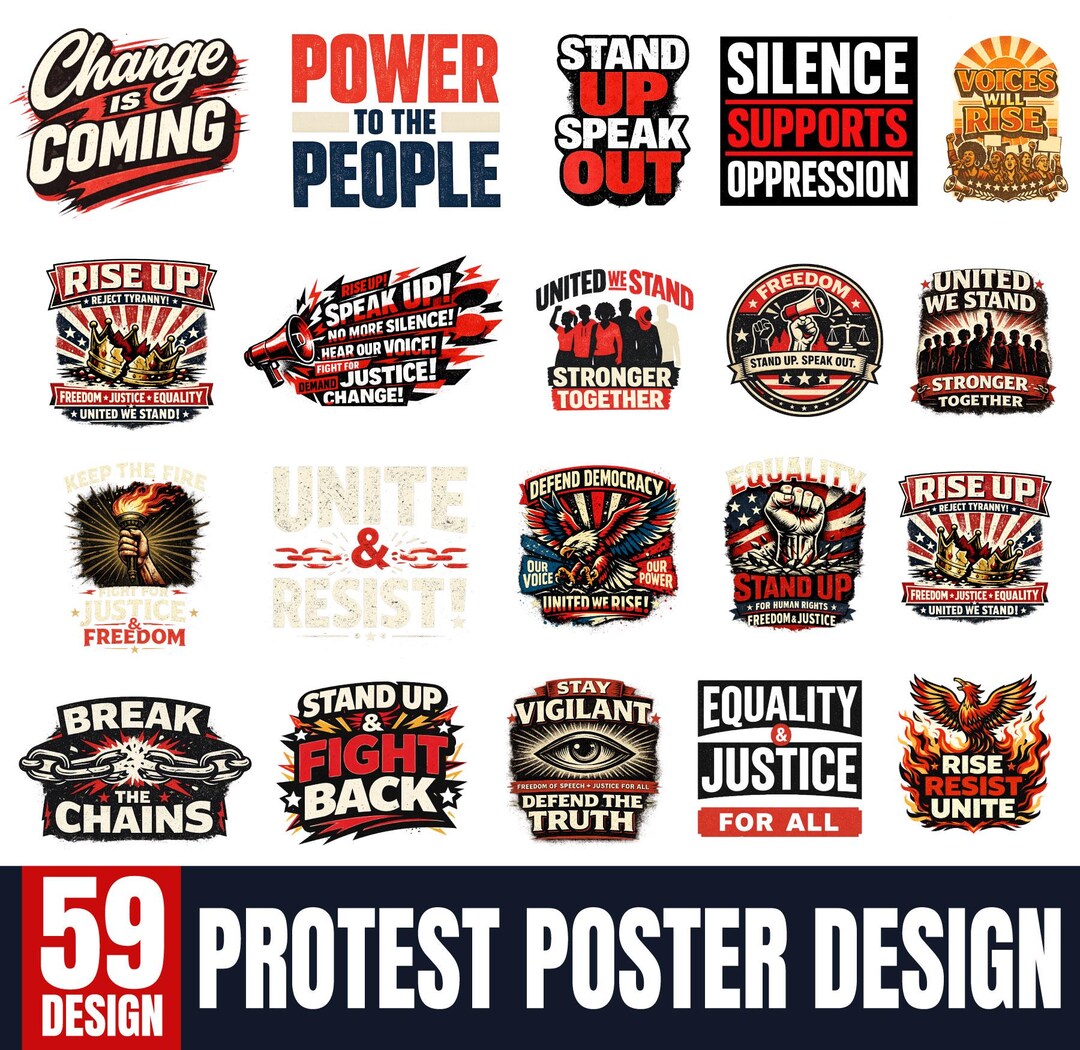 Protest Poster Signs Bundle | Social Justice Typography PNG Design ...