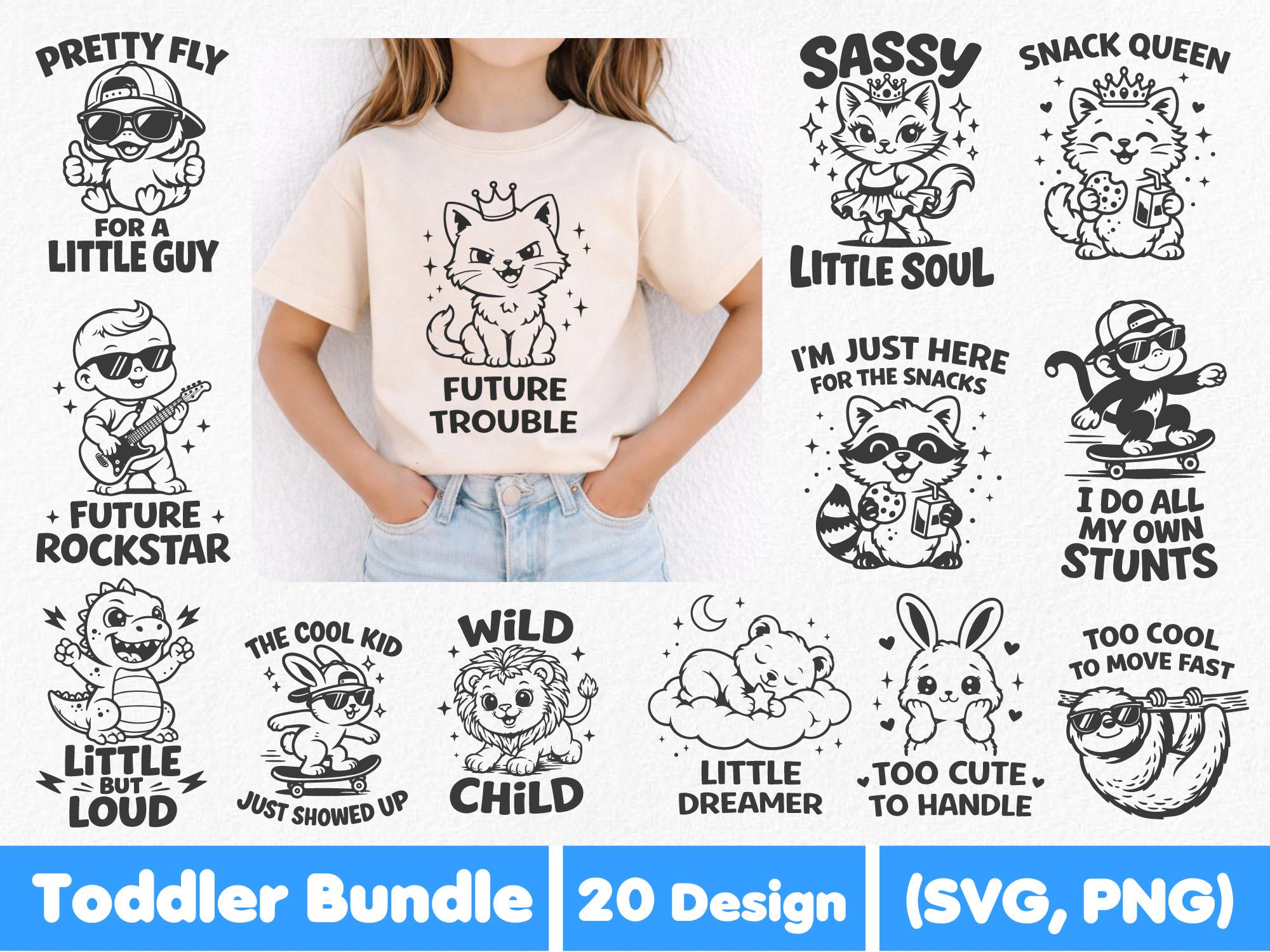 Toddler SVG PNG Bundle | Cute Kids Quotes and Baby Shirt Designs ...