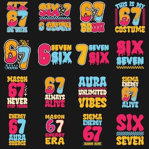 67 Meme Funny Hands SVG Bundle: Retro Six Seven PNG, Birthday 67 Shirt ...