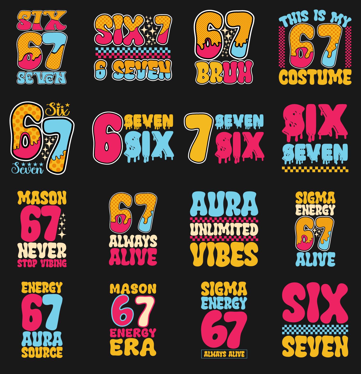 67 Meme Funny Hands SVG Bundle: Retro Six Seven PNG, Birthday 67 Shirt ...