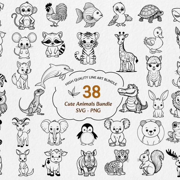 Animal Line Art - Etsy UK