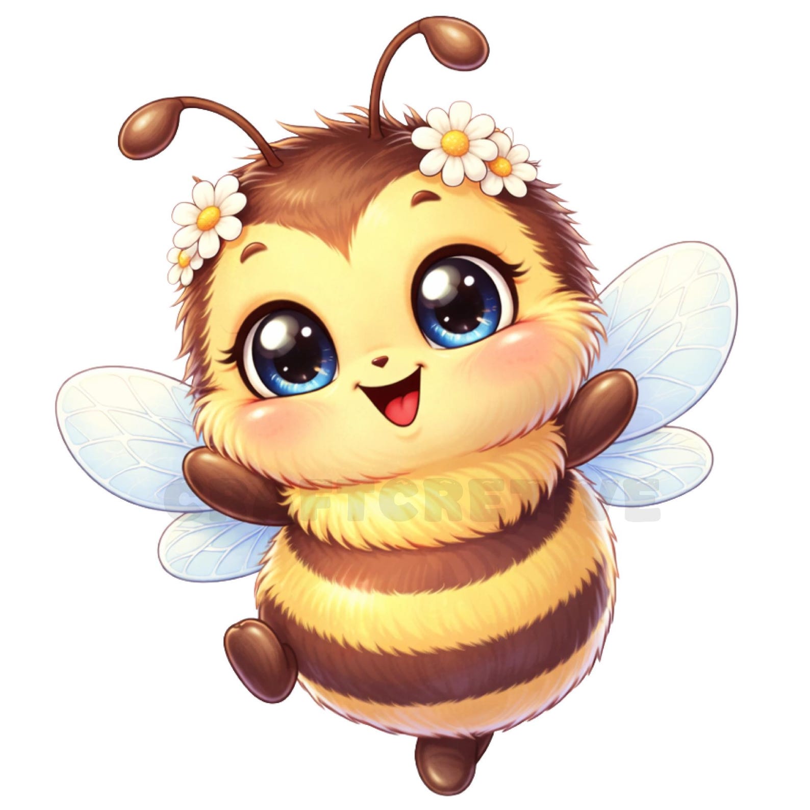 42 Bee PNG Clipart Bundle: Kawaii Baby Bees, Transparent PNG for ...