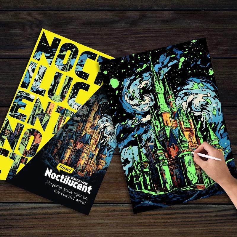 Glow-in-the-dark Scratch Painting Kit | A3/8K DIY Art for Adults ...