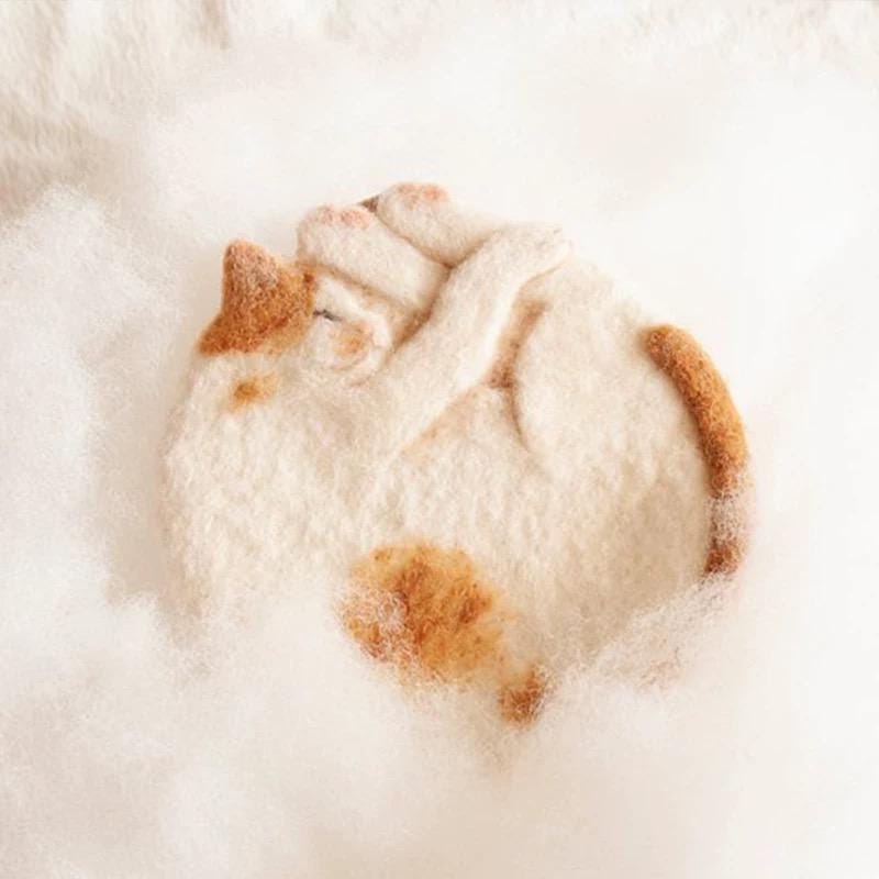 Cozy Felted Cat Coaster DIY Kit - Needle Felting Craft for Beginners ...
