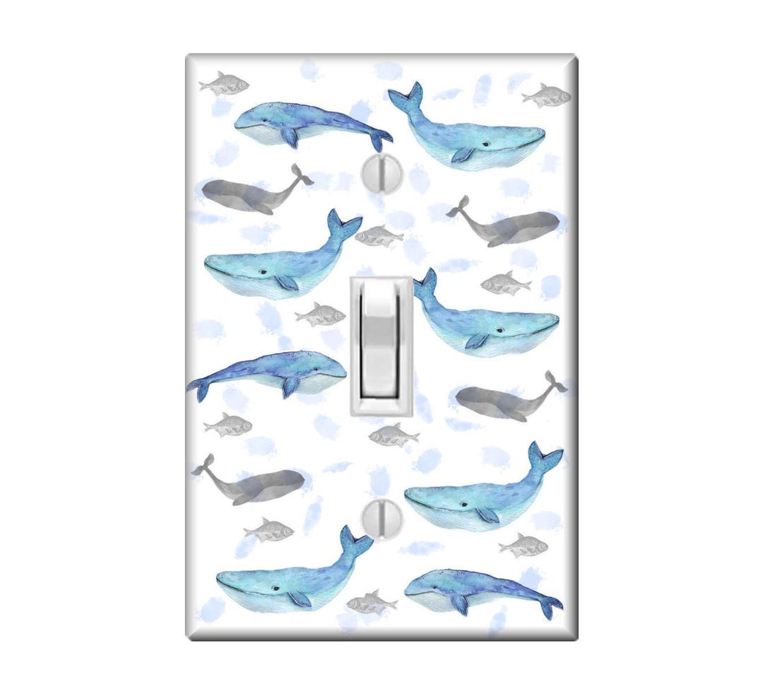 Whale Single Toggle Switchplate - Navy Blue Nautical Decor - Etsy