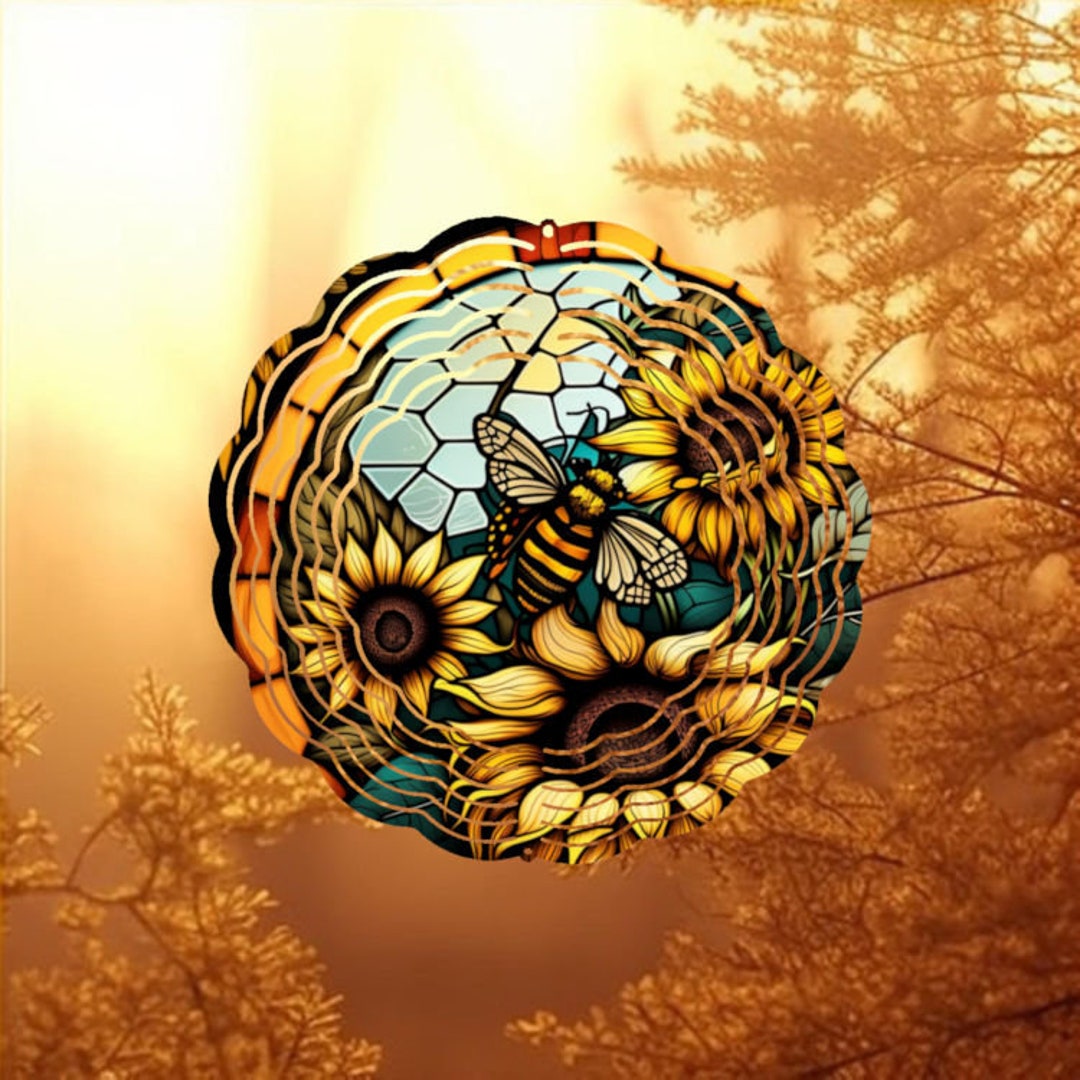 Honeybee, Wind Spinner, Garden Spinner, Honeycomb Bee Hive, Metal ...