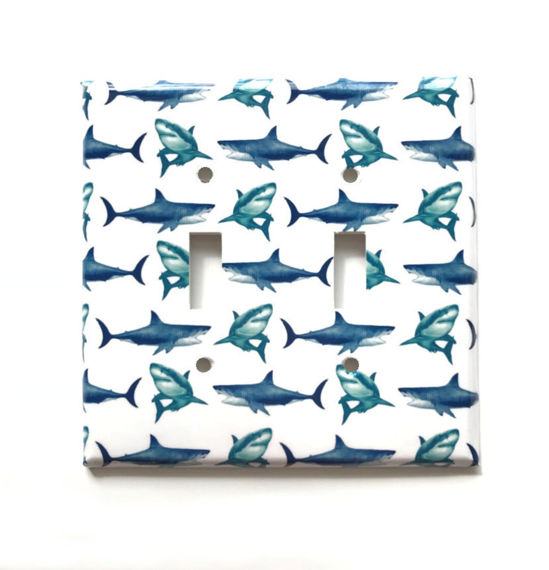 Shark Switchplate Cover, Navy Blue Nautical Decor - Etsy
