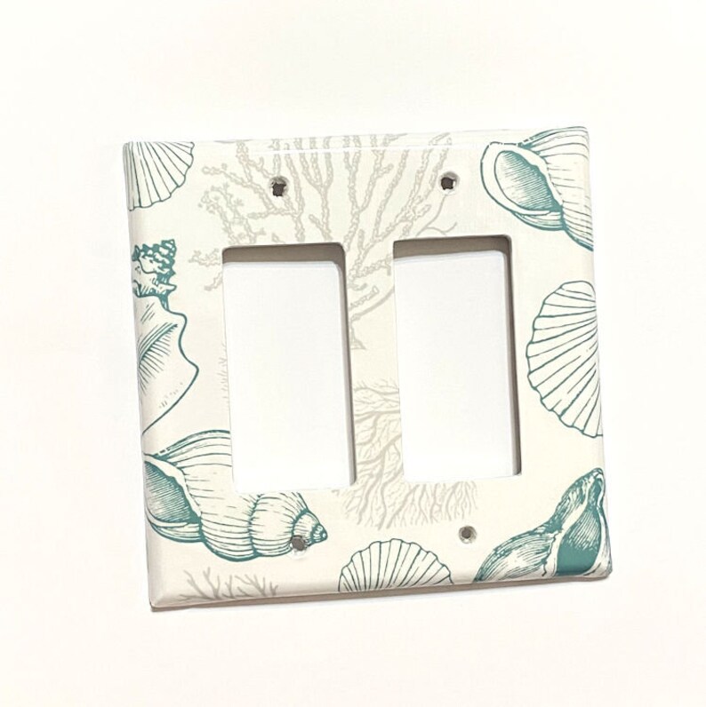 Seashell Light Switch Cover / Coral Seafoam Shell / Navy Beach - Etsy