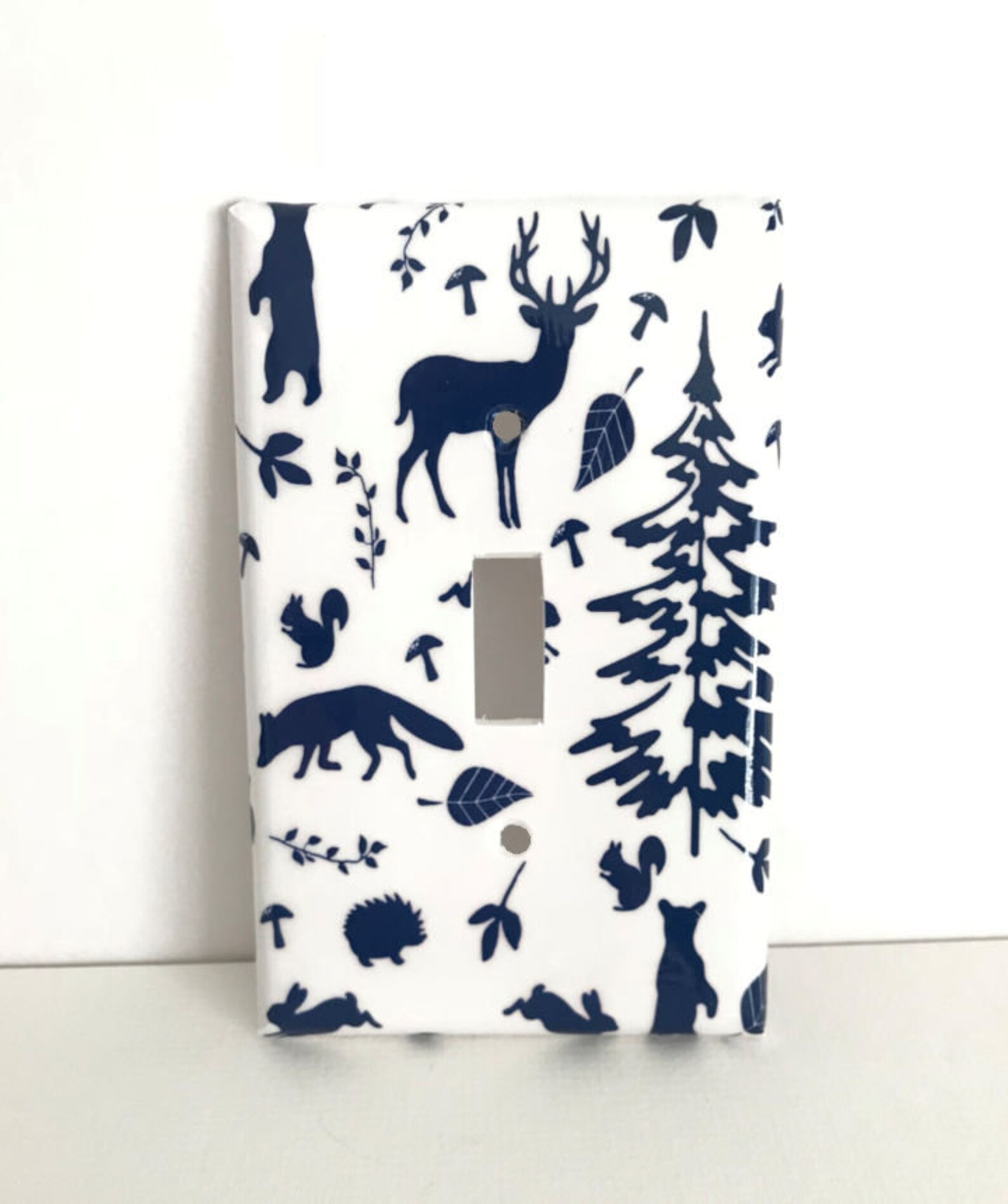 Woodland Animals Switchplate Cover woodland Navy Nursery - Etsy