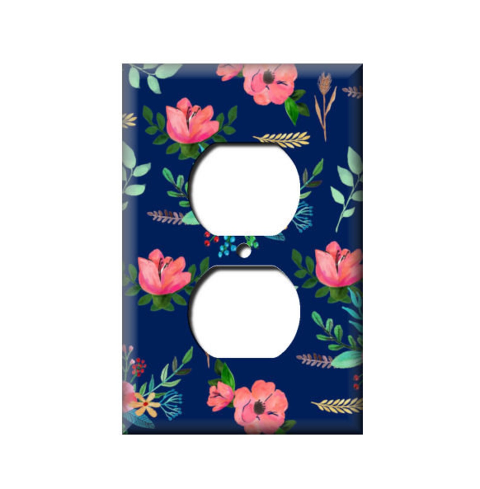 Floral Light Switch Cover Navy Switchplate Triple - Etsy