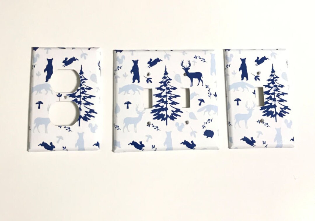 Woodland Animals Switchplate Cover -woodland Navy Nursery - Electrical ...